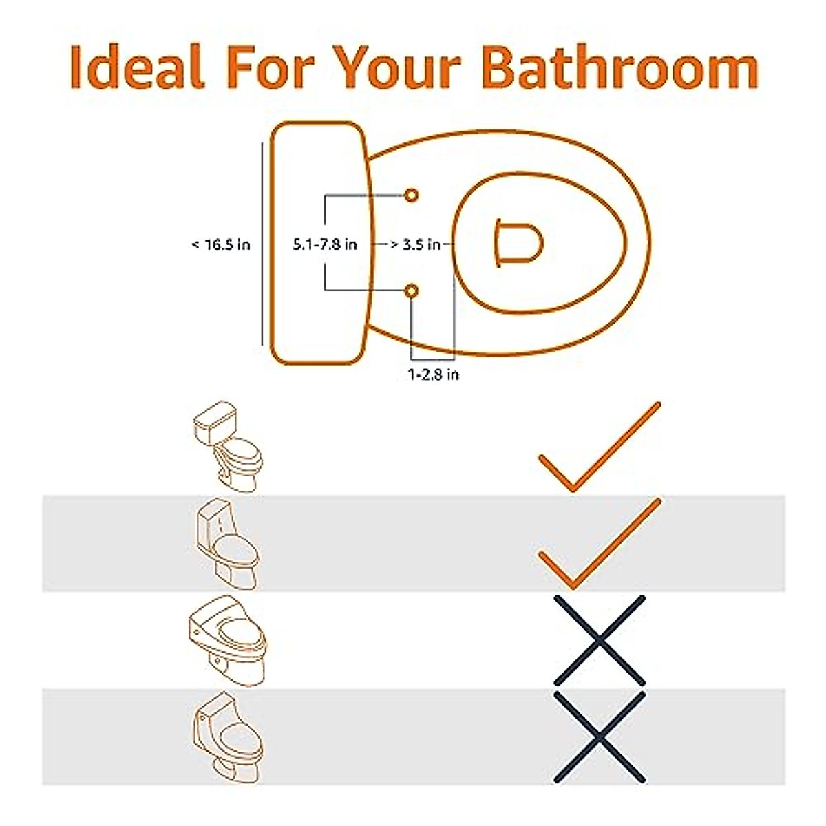 Amazon Basics Nonelectrical Bidet Attachment for Toilet with Water Adjustment, Slim, 16.42" x 4.61" x 3.5"