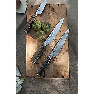 Shun Cutlery Premier Serrated Utility Knife 6.5", Narrow, Straight-Bladed Kitchen Knife Perfect for Precise Cuts, Ideal for Preparing Sandwiches or Trimming Vegetables, Handcrafted Japanese Knife