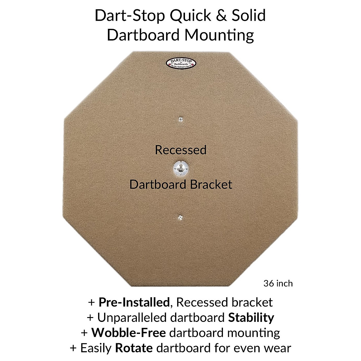 Dart-Stop 36 inch Black Octagon Pro Dart Board Back Board | Wall Protector | Dartboard Surround