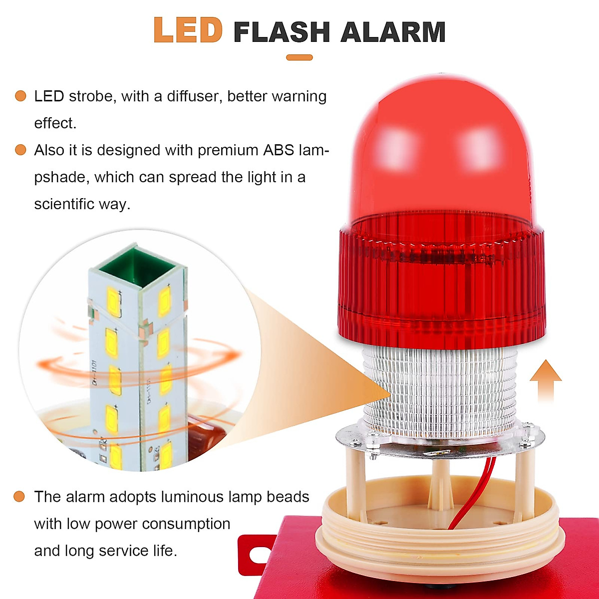 Saladulce Alarm Siren Strobe Light 120dB Industrial Sound Light Alarm Outdoor Waterproof Siren Strobe Alarmfor Home Security AC110V Tone Volume Adjustable