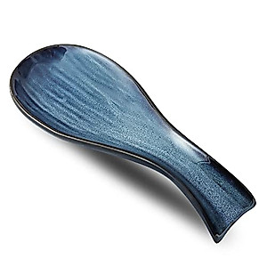 Hasense Ceramic Spoon Rest for Stove Top, Porcelain Spoon Holder for Kitchen Counter Cooking Utensil Home Decor, Navy