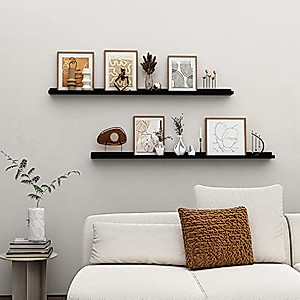 love furniture 47 Inch Black Floating Shelves Wall Mounted Set of 2, Wall Mounted Wood Shelves for Bedroom, Living Room, Bathroom, Kitchen