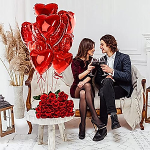 Heart Shaped Foil Balloons for Valentines Day Party Decorations - Pack of 15 -Foil Valentines Day Balloons for Romantic Decorations Special Night (red)