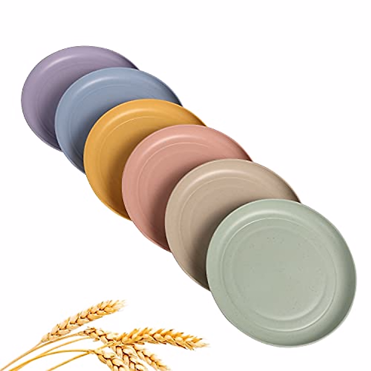 WANBY Lightweight Wheat Straw Plates Unbreakable Dinner Dishes Plates Set Non-Toxin Dishwasher & Microwave Safe BPA Free and Healthy (Small 6 Pack 5.9')