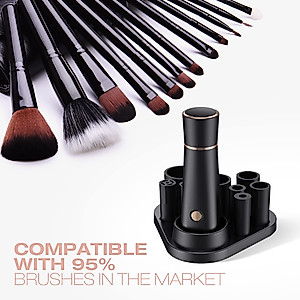 NICARE Makeup Brush Cleaner and Dryer Machine, Electric Cosmetic Automatic Brush Spinner with 8 Size Rubber Collars, Wash and Dry in Seconds, Deep Cosmetic Brush Spinner for Brushes