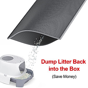 Waretary Cat Litter Mat, 30" X 24" Litter Trapping Mat, Double Layer Honeycomb Litter Box Mat, Urine & Waterproof Kitty Litter Mat, Scatter Control Easy Clean (Gray)