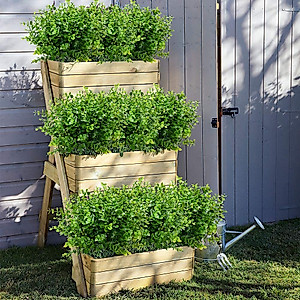 SIAMO Artificial Plants 20 Bundles,Fake Plants Decor Outdoor Hanging Plants Eucalyptus Stems Leaves Boxwood Greenery for Garden Porch Window Box Home Wedding Farmhouse Décor(Green)