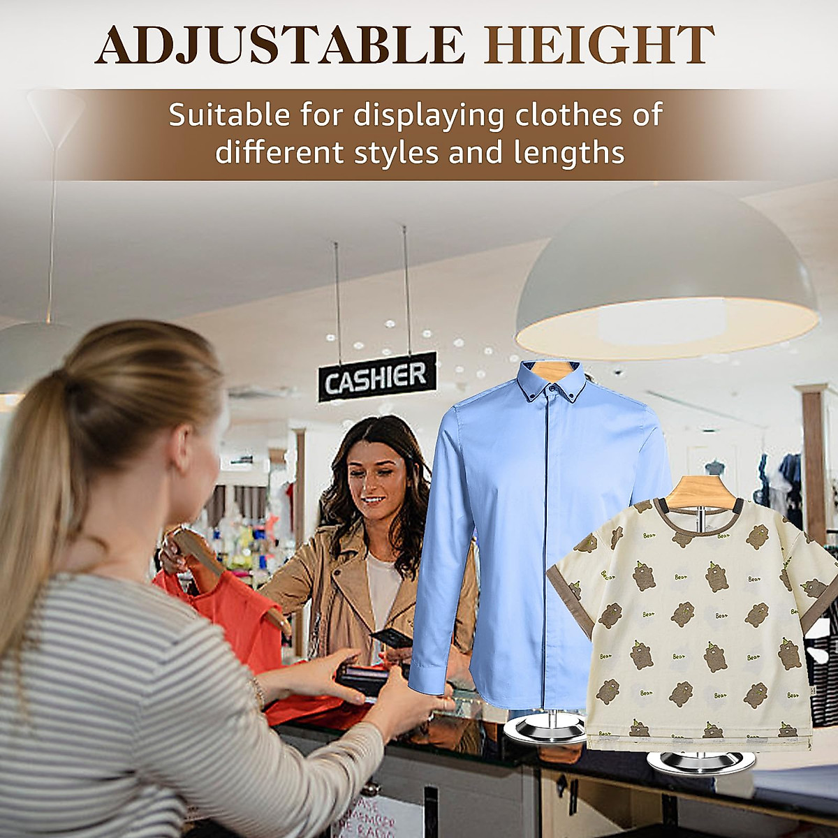 Shirt Display Stand 1 Pack T Shirt Display Stand For Vendors 18.1-31 Inch Height Adjustable Shirt Rack Shoulder Stand Clothing Display Stand Portable Hanger Rack for Steaming Dress Garment