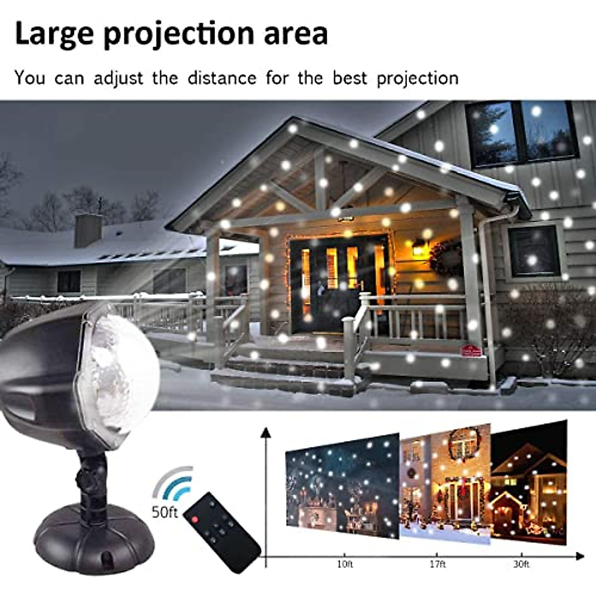 AOLOX Snowfall LED Lights Christmas Snow Rotating Projectors Lights Remote Control Waterproof Outdoor Landscape Decorative Lighting for Patio,Garden,Halloween,Christmas,Holiday,Wedding,Party