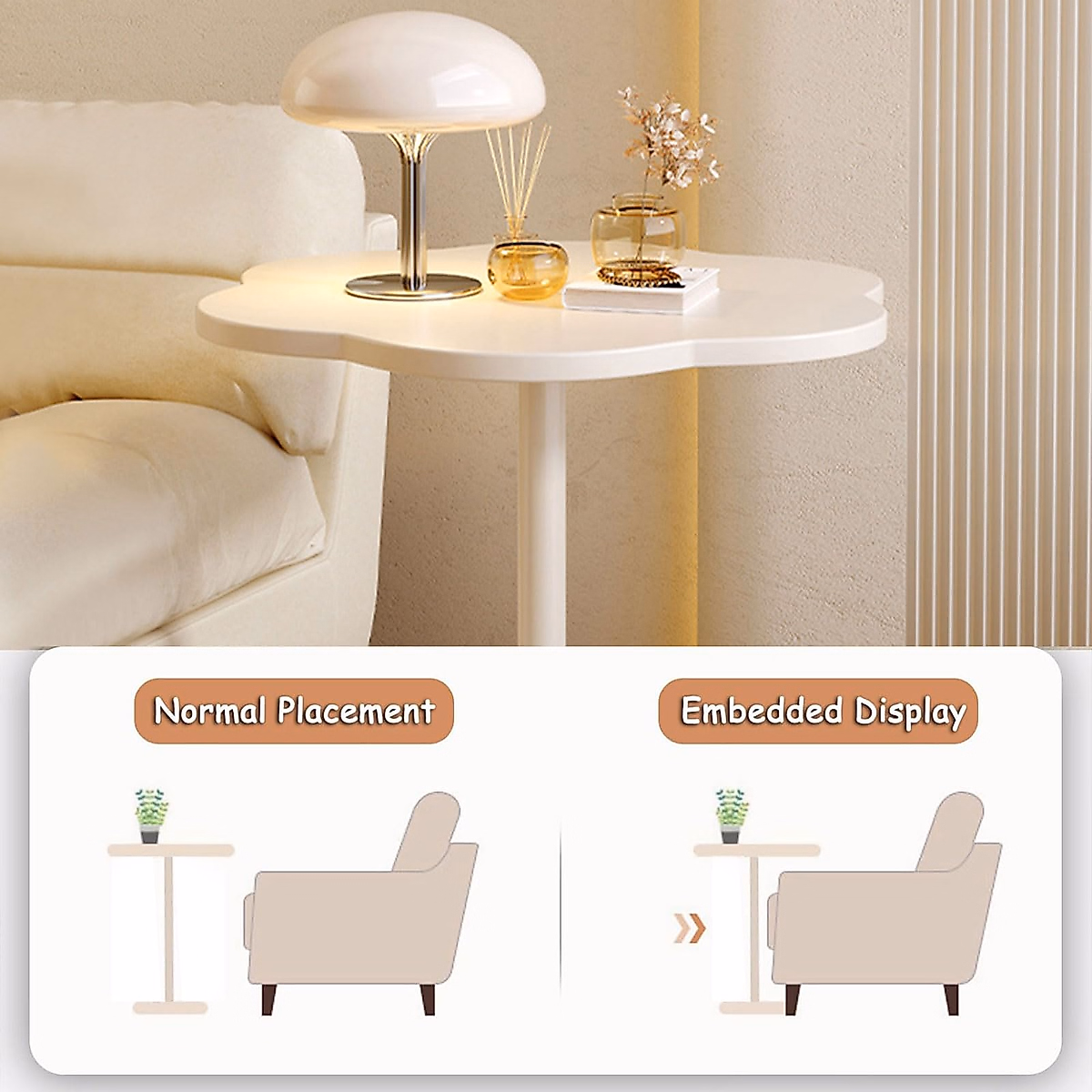 BxuxJar Cute End Table, Small Coffee Table Modern White Small Accent Table for Bedroom, Living Room, Small Spaces, Nursery