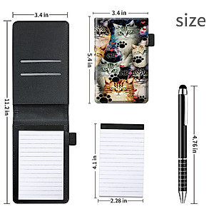 RYUITHDJP Small Memo Pad Notepad with Cat Paw Cute Theme, Mini Pocket Notepad Holder + 1 Pen + 2 Pieces Memo Book Refills 30 Lined Paper Note Pad