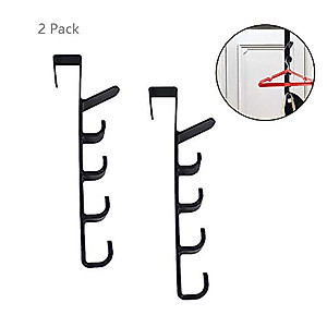 Alovexiong 2 Pack Home Storage 5 Layers Over The Door Hook Organizer Coat Rack Hanger Backpack Handbag Door Hook Backpack Hangers Hook for Clothes,Hat,Socks,Bag,Key,Belt,Towel,Robe,Shirts
