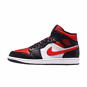 Nike Men's Air Jordan 1 Mid Shoes, White/Black-red, 8.5