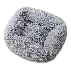 Fuerlun Dog Bed, Square Calming Warming Plush Cuddler, XL Extra Large Dog Bed & Furniture Anti Anxiety Cushion Bed (Light Gray, L)