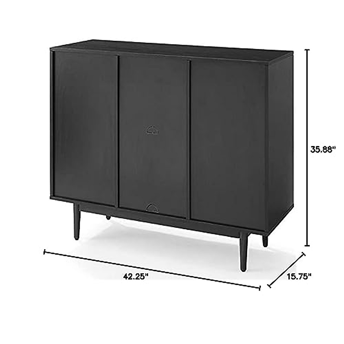 Crosley Furniture Liam Mid-Century 6-Cube Bookcase, Black