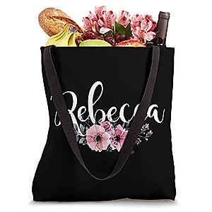Rebecca Name Personalized Floral Pink Black Women Girls Gift Tote Bag
