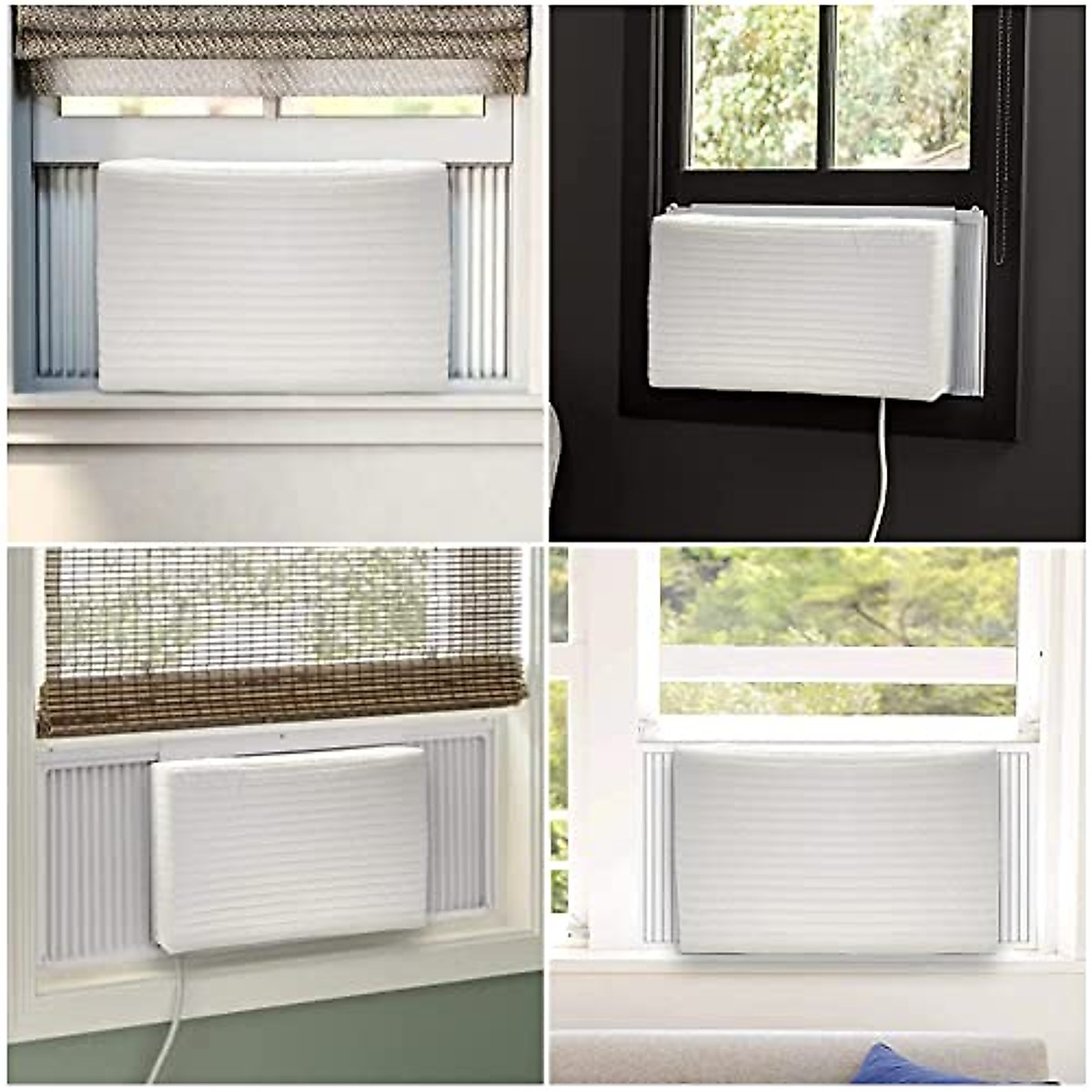 ciwich Indoor Air Conditioner Cover, White Air Conditioner Covers for Inside Units, Double Insulation with Elastic Strap,Windproof Anti-Freeze Fit 25Lx17Hx3.5D inches