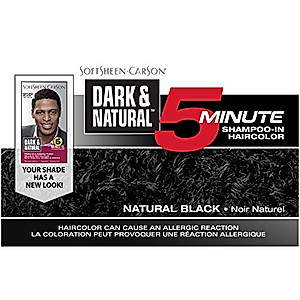 SoftSheen-Carson Dark & Natural Hair Color for Men 5 Minutes, Natural Looking Gray Coverage for Up To 6 Weeks, Shampoo-in Permanent Hair Dye, Jet Black, Ammonia Free, Natural Black, 2 Count