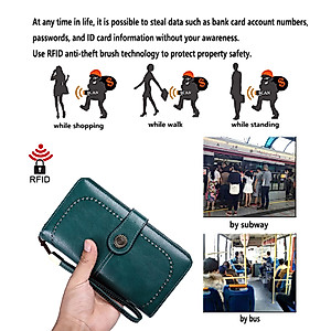 Ladies Wallet Leather Long Multifunction Clutch Wallet Retro Wax Leather Ladies Wallet