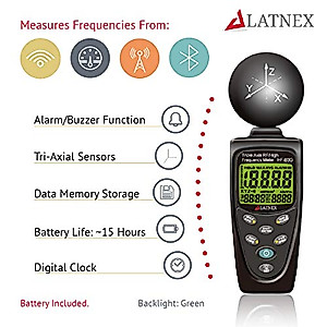 EMF Meter HF-B3G Triple Axis HF RF Analyzer and Detector Calibrated Measuring Emissions from Cell Phones, Smart Meters, Cell Towers, Microwave, Bluetooth - for EMF Home Inspections Free Support
