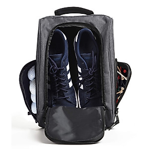 Athletico Golf Shoe Bag - Zippered Shoe Carrier Bags With Ventilation & Outside Pocket for Socks, Tees, etc. (Gray)