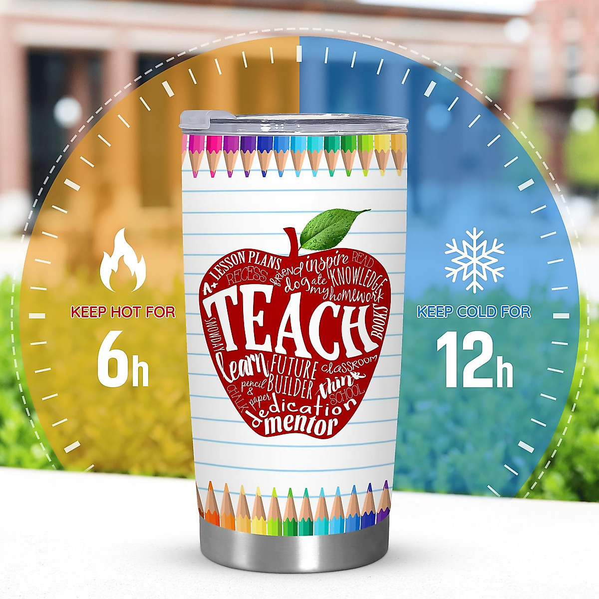 TEEZWONDER Teacher Appreciation Gifts for Women - 20 Oz Stainless Steel Insulated Coffee Tumbler With Lid - Teachers Day Graduation Appreciation Week Birthday Thank You Gifts for Teachers Women