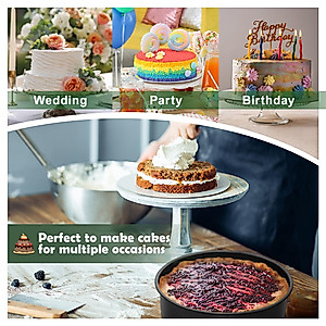 E-far 9.5 Inch Cake Pan Set of 3, Nonstick Round Baking Layer Cake Pans, Stainless Steel Core & Non-Toxic Coating, 2 Inch Deep (Black)