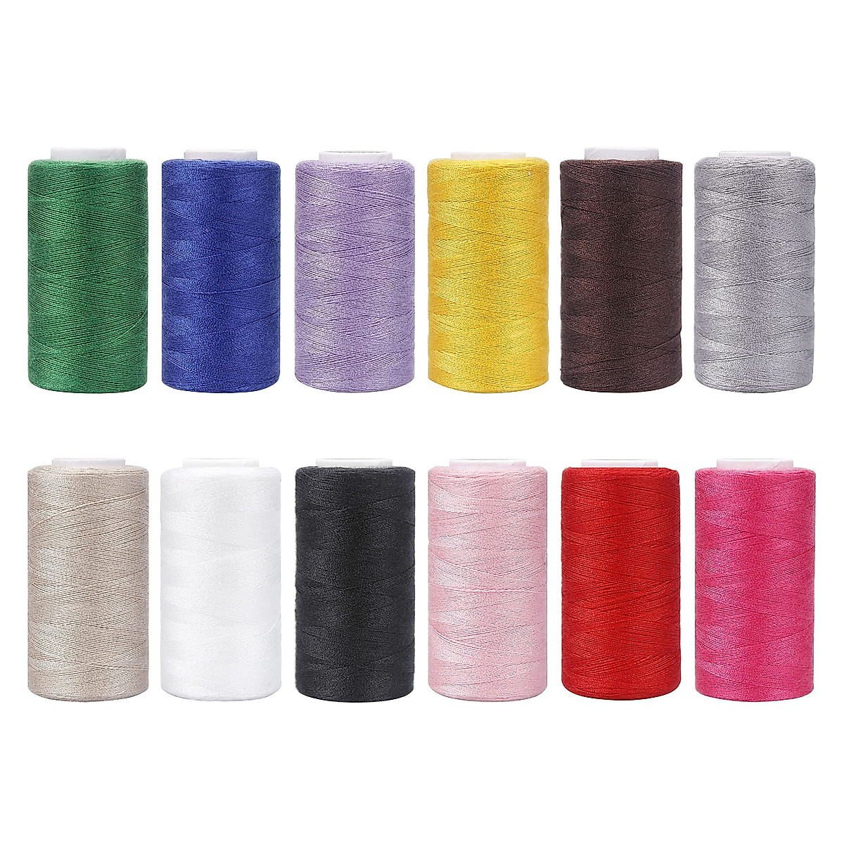 Ryalan 12 Color Set of Polyester All-Purpose Sewing Threads Prewound Bobbin Thread Plastic for Embroidery and Sewing Machine DIY Embroidery Thread Sewing Thread 382 Yards/350 m Each (12 pieces)