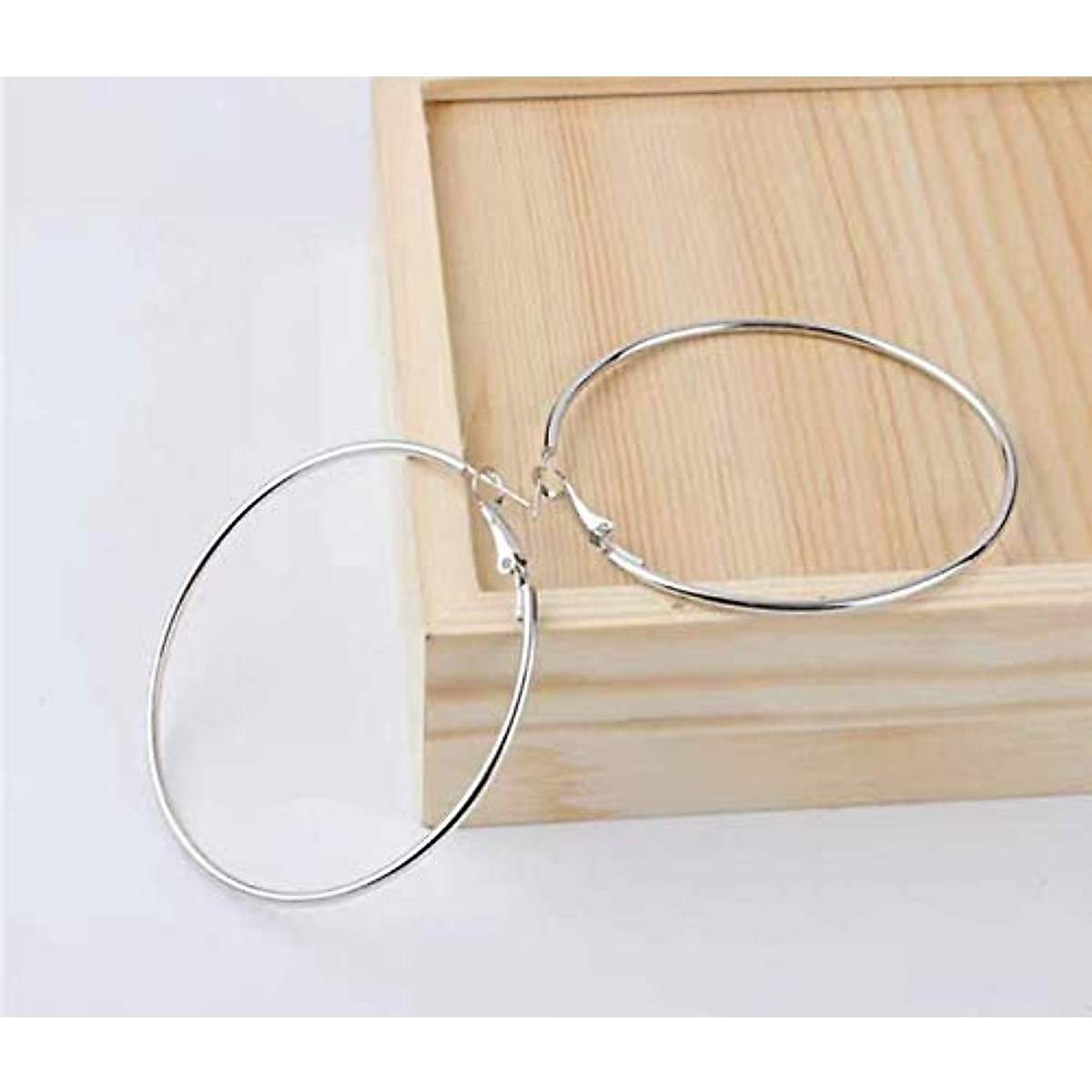 VONALA 925 Sterling Silver Circle Endless Hoop Earrings - Jewellery for Women 65MM