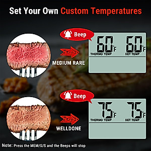 ThermoPro TP-16 Large LCD Digital Cooking Food Meat Smoker Oven Kitchen BBQ Grill Thermometer Clock Timer with Stainless Steel Probe