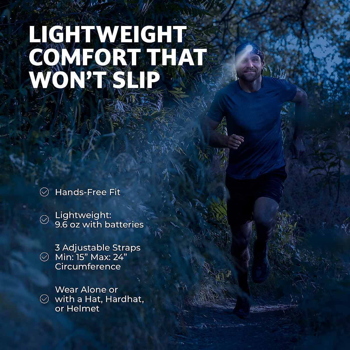 Headlamp Flashlight - Battery Powered LED Headlight for Adults - Zoomable, Super Bright & Comfortable - Outdoor Head Lamp for Hiking, Fishing, Hunting, Camping [3-AA Batteries Included]