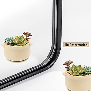 DOHEEM Wall Mirror for Bathroom - Rounded Corner Mirror Black Metal Frame 22" X 30" Hangs Horizontal Or Vertical