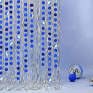 Decor365 Bling Royal Blue Circle Dots Garland Paper Hanging Polk Dot Streamer Party Decoration Bunting Banner Backdrop for Birthday/Wedding/Baby Shower/Graduation/Bridal Shower Party Supplies