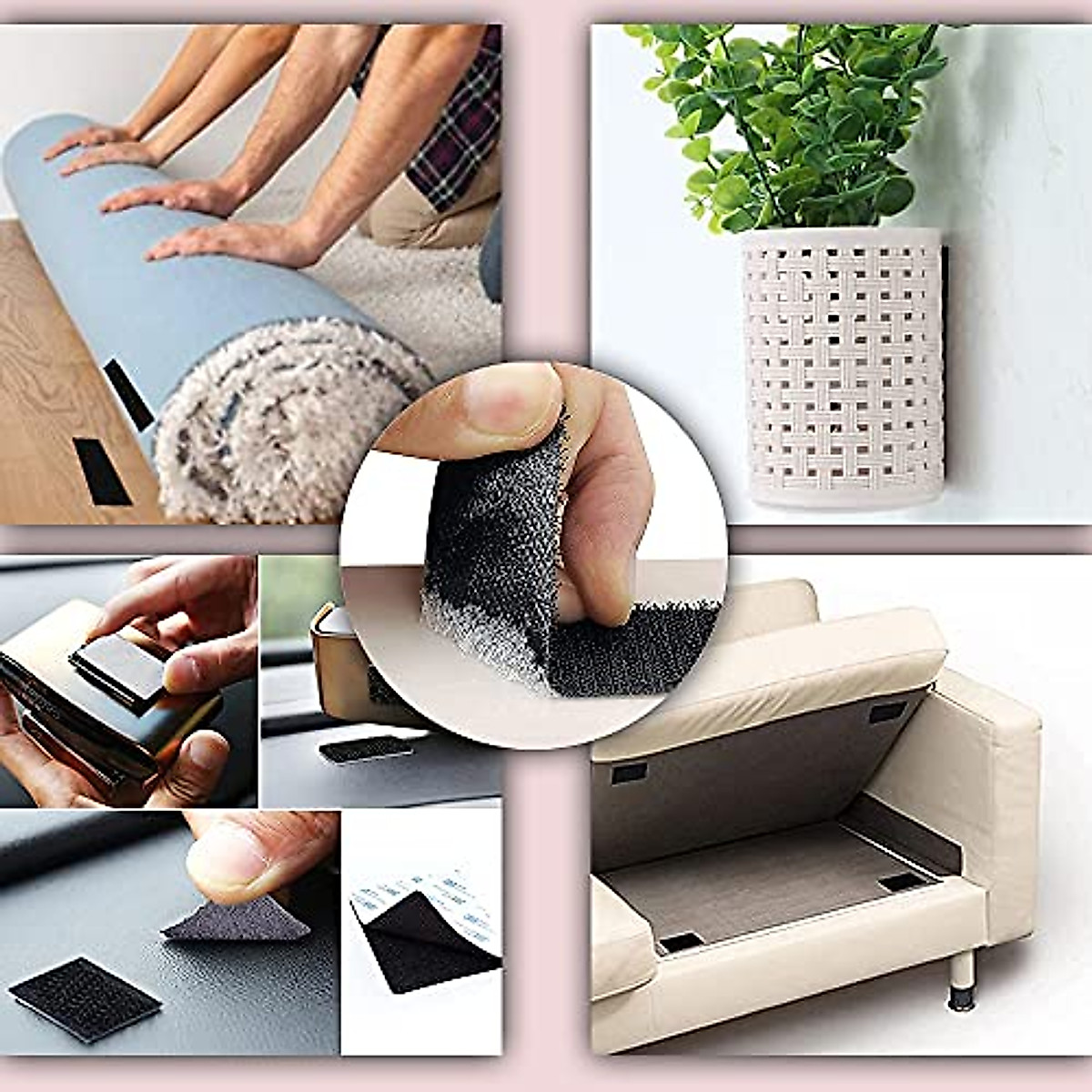 15Pcs Professional Self Adhesive Hook and Loop Sticky Back Fastener, Double-Sided Fasten Interlocking Tape for Home and Office Use, 1.2 x 4.7 Inch