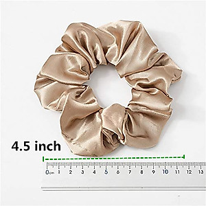 6 Pcs Satin Silk Hair Scrunchies Soft Hair Ties Fashion Hair Bands Hair Bow Ropes Hair Elastic Ponytail Holders Hair Accessories for Women and Girls (4.5 inch, Classic color)