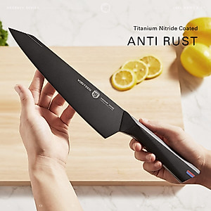 Sharp Kitchen Knives Set of 2-8.5 Inch Chef Knife & 5 Inch Kitchen Utility Knife, Pro Chopping & Cutting Knife with High Carbon 7CR17MOV Stainless Steel & Titanium Nitride Coated