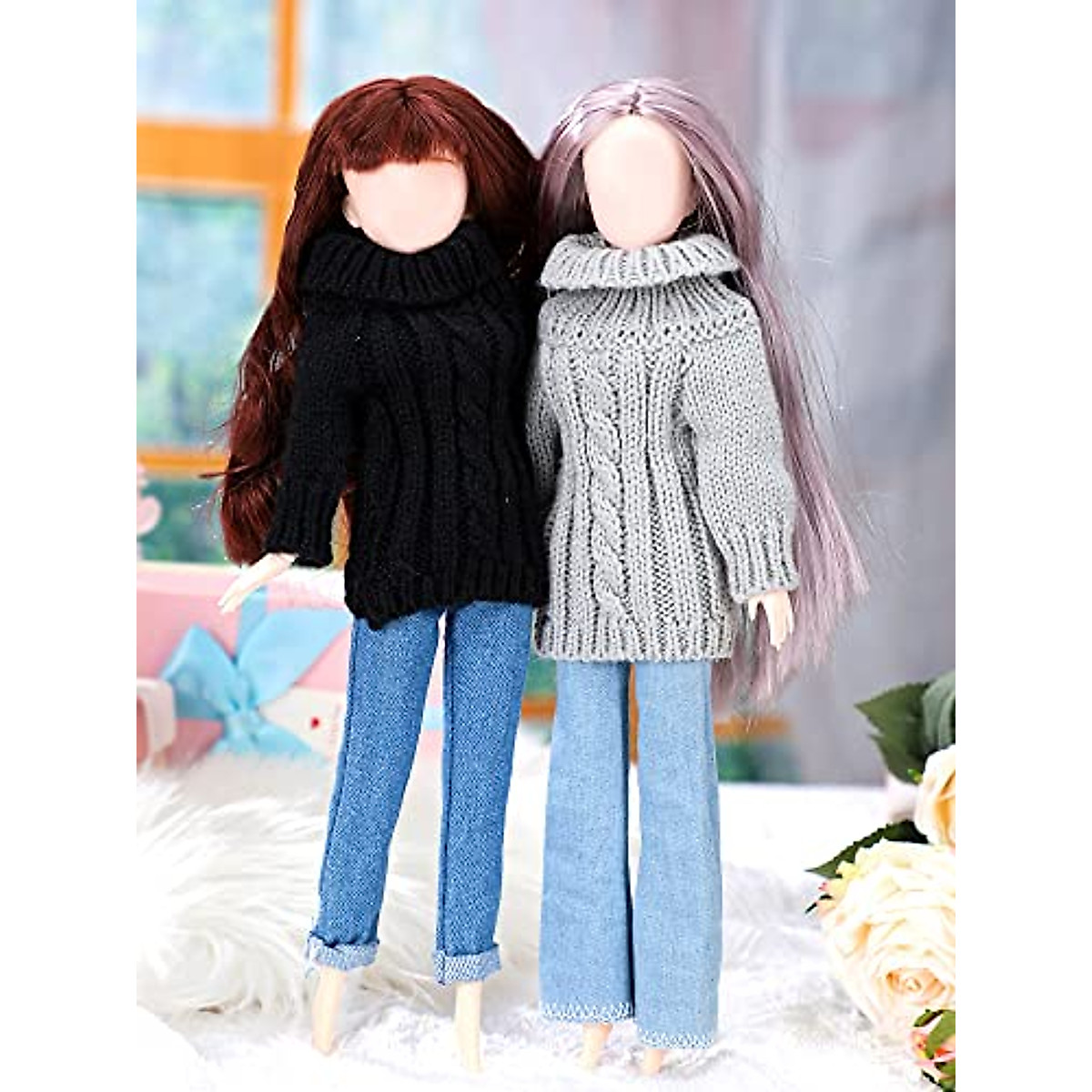 Bencailor 8 Pieces Doll Clothes 11.5 Inch Girl Doll Accessories Cotton Denim Pant Regular Outfit Energetic Doll Clothing Set (Stylish Style)