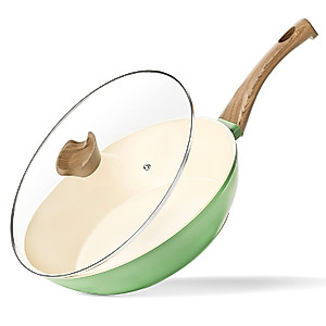Nonstick Deep Frying Pan with Lid 10 Inch Non Stick Skillet Pan,Nonstick Saute Pan with Lid, Omelet Pans Nonstick Frying Pan Skillet with Healthy Ceramic Coating Induction Compatible,PFOA & PTFE Free