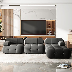 PUREMIND Bubble Couch 103 Inches,Funky Velvet Bubble Sofa Convertible Modular Sectional Couch, Modern L Shaped 3 Seater Bubble Sofa,DIY Cool Cloud Couches for Living Room Bedroom Apartment (Dark Grey)