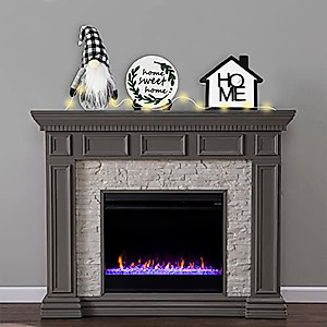 10 Pieces Farmhouse Tiered Tray Decor, Kitchen Decor Black White Plaid Gnome Wooden Mini Sign Table Decoration with String Lights for Farmhouse Rustic Home Kitchen Table Decor Tier Tray Ornaments Set