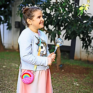 Pink Rainbow Pop Purse for Girls | Crossbody Shoulder Rainbow Pop Purse for Girls| Stress Relief Sensory Pop Purse| Party Favors for Girls| Pop Birthday Gifts