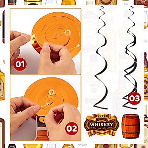 20PCS Whiskey Party Decorations for Men, Whiskey Hanging Swirls for Whiskey Themed Party Decorations (Not Pre-Assembled)