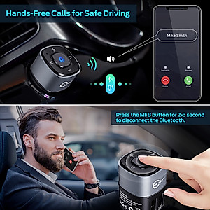 Esky Bluetooth Receiver for Car, 3.5mm Aux Bluetooth Car Adapter, Bluetooth 5.1 Wireless Car Audio Stereo Kits with Hands-Free Call, Dual USB Ports Car Charger