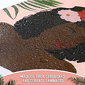 6 Pieces Black Woman Bathroom Wall Art Decor, Motivational African American Black Girl Aesthetic Paintings Posters Unframed Boho Artwork Decor for Bathroom Home, Bedroom, Living Room, SPA Supplies