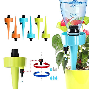 Upgraded Plant Waterer, Self Watering Spikes System, Plant Watering Devices with Slow Release Control Valve Switch, Automatic Vacation Drip Irrigation Watering Stakes for Indoor & Outdoor Plants