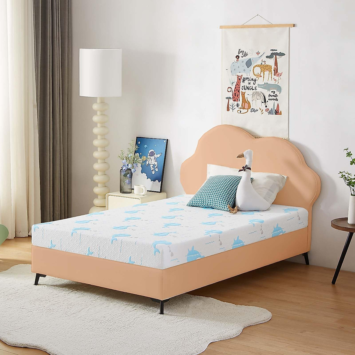 VFD 5 Inch Twin Memory Foam Mattress in a Box, Whales Pattern Medium Feel, CertiPUR-US