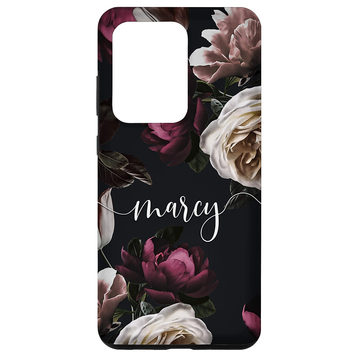 Galaxy S20 Ultra Marcy - Elegant Floral Rose & Peony Personalized Name Case
