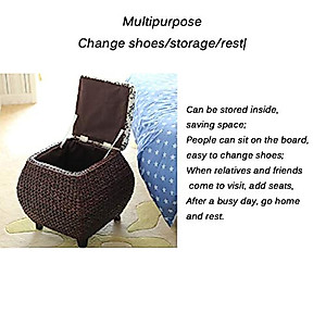 Articles for daily use Rattan Straw Storage Stool, Shoe Changing Stool, Storage Stool wth Cover, Finishing Storage Box, Shoe Ottoman, Sofa, Square Stoolw