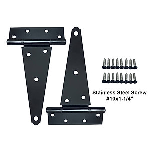 QCAA Stainless Steel Extra Heavy Tee Hinge, (2pack(8"), Black Coated)