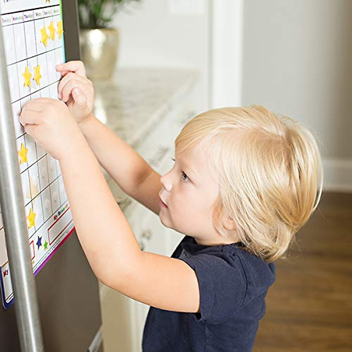 Kenson Kids Spanish/English "I Can Do It" Reward & Responsibility Chart, Good Behavior, Chore, Dry Erase Daily Routine Star Chart for kids ages 3 and up.